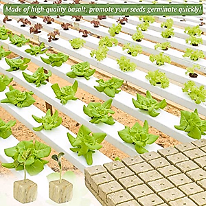 Halatool 2 Inch Garden Rockwool Stonewool, Rockwool Grow Cubes, 2 Sheets Starter Plugs for Soilless Cultivation, Seedlings Cuttings, Clone Plants, Hydroponics Germination Start (96 Plugs in Total)