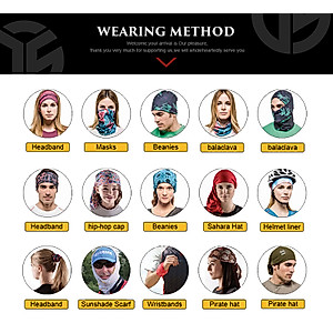 WYSUMMER 8PCS Scarves Bandanas Skull Face Tube Black Headband, Motorcycle Multi Function Headwear Hat Scarf Ski Mask (Skull 3)