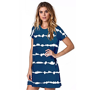 Alaster Queen Women's Casual Summer T Shirt Dress Loose Short Sleeve Tunic Dress with Pocket for Women