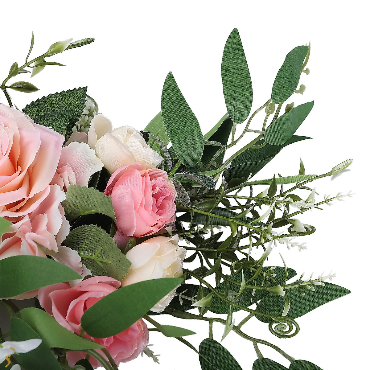 INIFLM 25.6in Wedding Peony Rose Arch Flower Swag with Green Leaves,Decorative Floral Swag Front Door Peony Arch Garland Swag for Wall Window Home Garden Party Decor, Pink