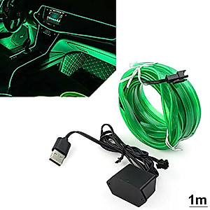 GZYF Interior Car LED Strip Lights, USB Ambient Lighting Kits, Interior Corridor Room Atmosphere Lights Decoration, 1M Neon Light with 6mm Sewing Edge for Trucks SUVs ATVs Garden, Green