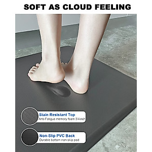 Artnice Kitchen Mat Cushioned Anti-Fatigue Floor Mat, Standing Desk Mat Anti Fatigue Ergonomic,Kitchen Non Slip Rugs and Mats, Standing Floor Mat for Work Place Office Kitchen Floor(20" x 47.2",Grey)