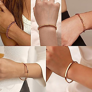 AOZEL Gold Bracelets for Women Jewelry Gold Bangle Cuff Bracelets Trendy Gold Beaded Chain Bracelets Set for Women…