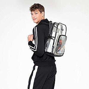 SMARTY Heavy Duty Clear Backpack V6 Durable Transparent See Through Bag (Medium, Black)