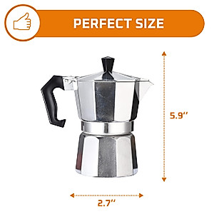 Bruntmor Espresso Coffee Maker - Manual Espresso Coffee Machine - Portable Coffee Brewer, Moka Pot, Coffee Percolator - Stovetop Coffee Maker for Espresso, Coffee or Cappuccino - Small Coffee Pot