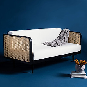Safavieh Couture Helena French Mid-Century Black and Natural Rattan Daybed