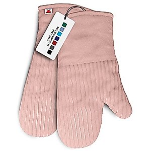 Big Red House Silicone Oven Mitts Heat Resistant Kitchen Gloves with Fingers, Professional Grade Protection for Hot Cooking, Baking - Pink Pair