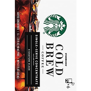 Starbucks Cold Brew Coffee — Signature Black — Single-Serve Concentrate Pods — 1 box (6 capsules)