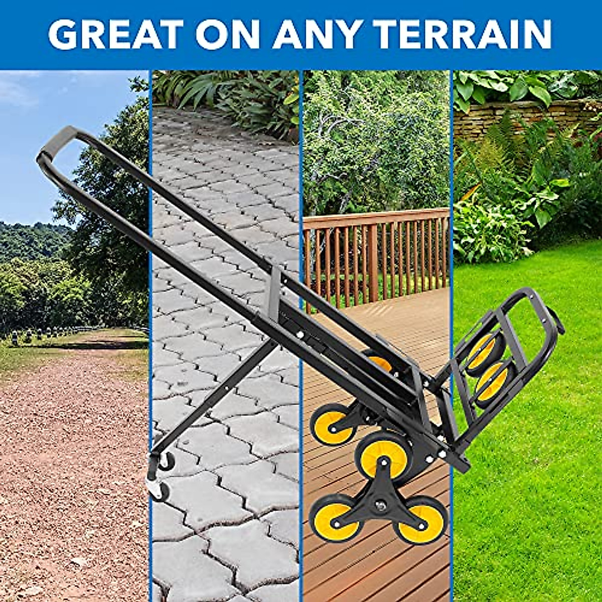 Mount-It! Stair Climbing Dolly - 3 Wheel Stair Climbing Cart | Easily Lift Heavy Items Up and Down Steps | Holds 330 Pounds and Smoothly Rolls on Variety of Surfaces - Portable Dolly for Stairs