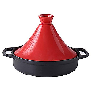 Casserole Dish ZYF Ceramic Tagine Pot, Tajine Cooking Pot Ceramic Pots for Cooking and Stew Casserole Slow Cooker with 2 Handle and Lid for Home Kitchen,Red