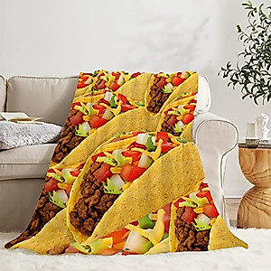 Taco Blanket Throw, Funny Food Blanket Gift for Daughter and Son, Ultra Soft Lightweight Flannel Fleece Micro Blanket for Couch Home Bed Sofa Travel Chairs 30"x40" for Toddler/Little Pets