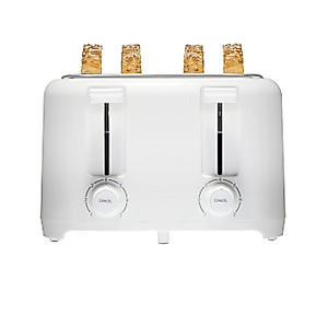 Proctor Silex 4 Slice Toaster with Extra Wide Slots for Bagels, Cool-Touch Walls, Shade Selector, Toast Boost, Auto Shut-off and Cancel Button, White (24214PS)