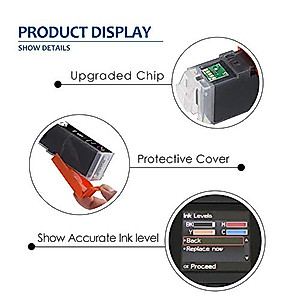 Tuobo 36 Pack PGI-220 CLI-221 and Gray with New Chip Ink Cartridges Replacement Compatible with PIXMA IP3600 IP4600 IP4700 MX860 MX870 MP560 MP620 MP620B MP640 MP980 MP990 PMFP1 PMFP3 SFP1 Printer