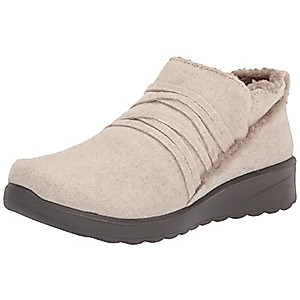 BZees Women's Glide Slip-On Ankle Boot Sneaker, Eggnog Flannel, 10