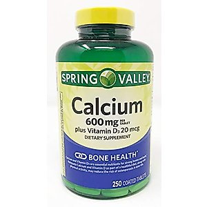 Spring Valley Natural Vitamin D Bone Health Calcium- 600mg and 250 tablets by Spring Valley