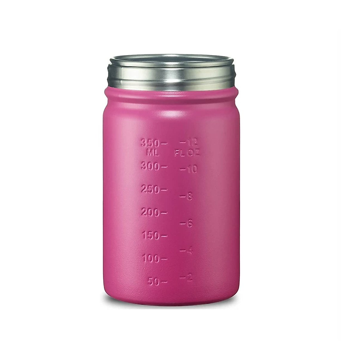 Mason Bottle - Stainless Steel 12oz Mason Jar, Single-Wall (Pink)