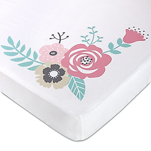 Fisher Price Cotton Fitted Crib Sheet Woodland Wonders Forest Theme Milestone Blanket for Baby Girl with Milestone Blanket Marker Wreath