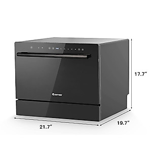COSTWAY Countertop Dishwasher, 6 Place Settings Built-in Dishwasher with 72 H Preserve, Air Dry Function, LED Touch Control, 5 Washing Programs, Dish Washer for Apartments, Dorms, RVs (with doorknob)