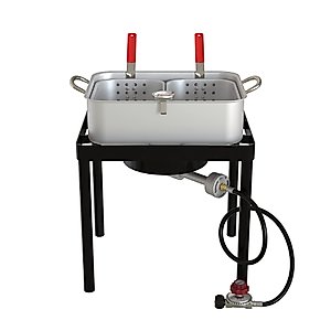 Krollen Industrial 18 Qt. Dual Basket Fryer/Fish Cooker - 55,000 BTU