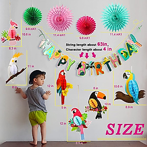 PAMISO Tropical Birds Party Supplies, Hanging Parrot Paper Honeycomb Decorations Paper Cutouts for Happy Birthday/Hawaiian/ Rainforest /Summer Party
