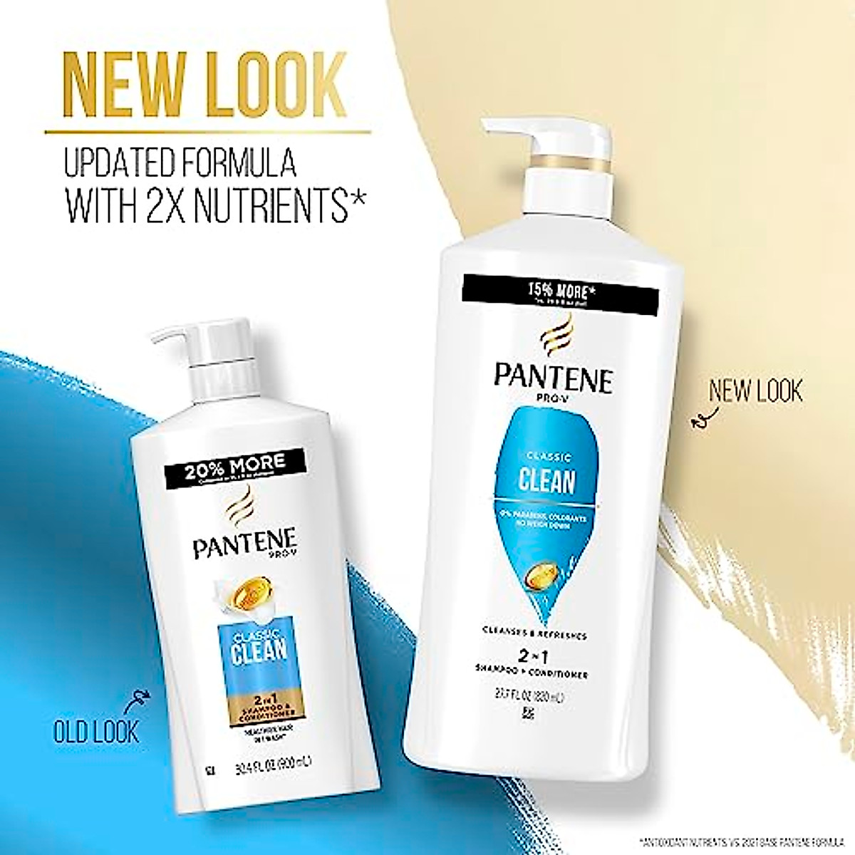 Pantene Classic Clean 2-in-1 Shampoo and Conditioner Set with Hair Treatment, Pro-V Nutrients for Dry, Color-Treated Hair, Long-Lasting Nourishment & Hydration Antioxidant-Rich,27.7 Fl Oz Each, 2 Pack