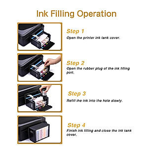 Topkolor Compatible Ink Bottle for 522 T522 Refill Ink for ET-2720 ET-2800 ET-2803 ET-2710 ET-4700 ET-4800 ET-1110, 4-Pack