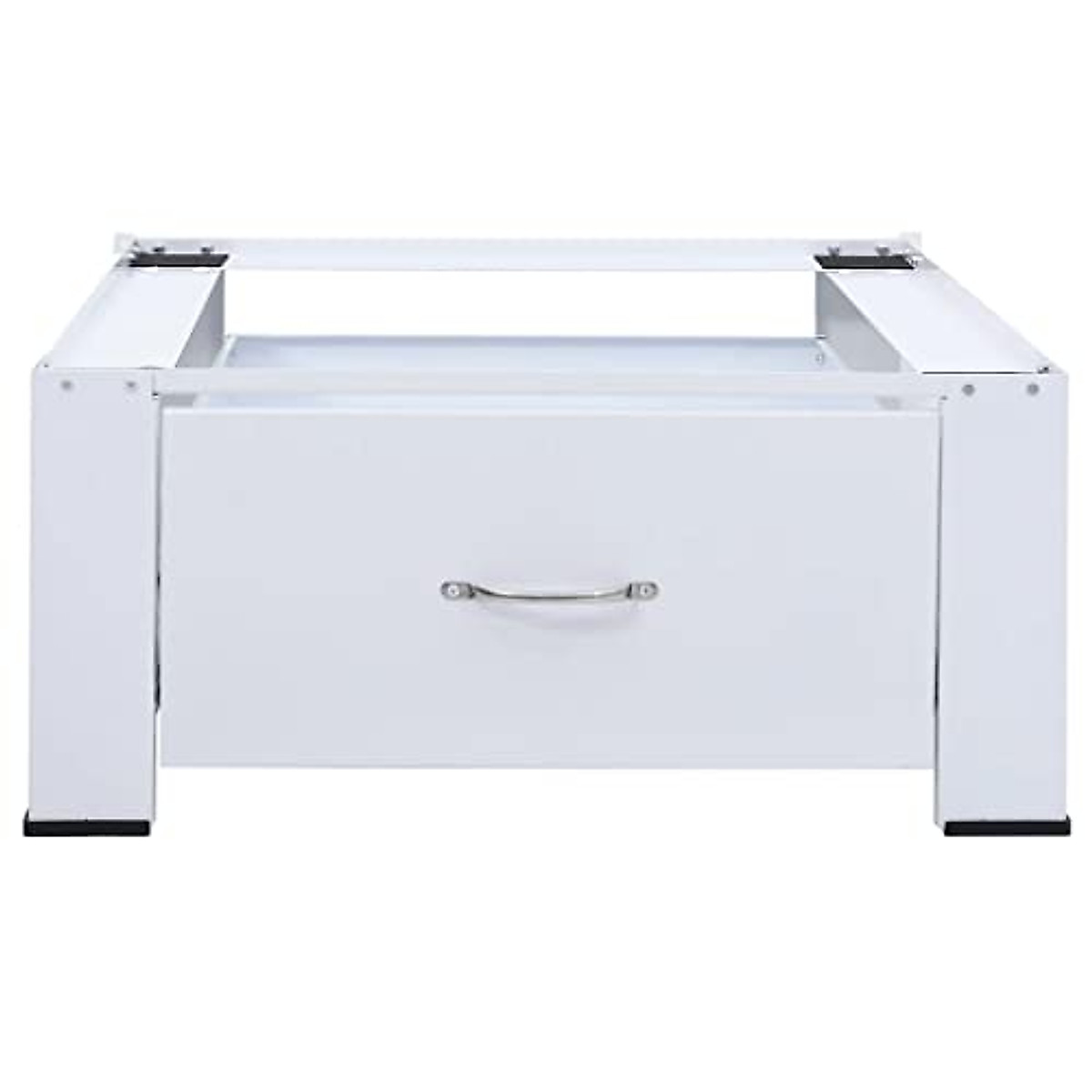 INLIFE Washer Dryer Stand with Drawer, Heavy Duty Washing Machine Pedestal with Storage Drawer Adjustable Height Base for Mini Air Conditioner Refrigerator Dryer White 27.2"x27.2"x12.8"(WxDxH)