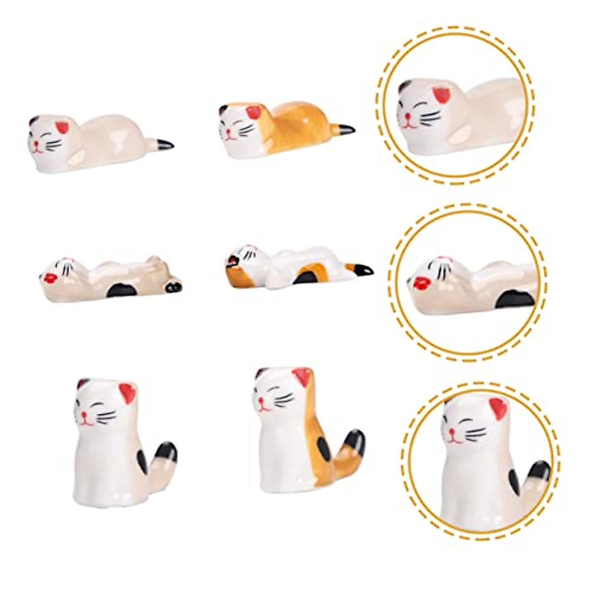 Ciieeo 6pcs Cat Chopstick Rest Chopstick Rack Pillow Ceramic Chopsticks Stand Tableware Holder Ceramic Rabbit Figurine Decorative Chopstick Rest Spoon Rest Holder Kitten Ceramics
