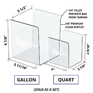 Zip Quicker Ziplock Bag Holder/Food Storage Bag Stand/Baggy Rack Holder/Hands-Free to Pour Leftovers/Filling Zip Lock Freezer Bag Stand/Bag Prep/Comes with both Gallon & Quart Sizes