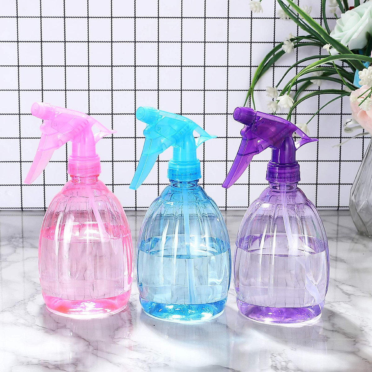 6 Pcs Spray Bottles 17 oz / 500ml Empty Colorful Adjustable Nozzle Spray Bottles with 1 Funnel Essential Oils Travel Spray Bottles for Cleaning Solutions Planting Aromatherapy Makeup Hair