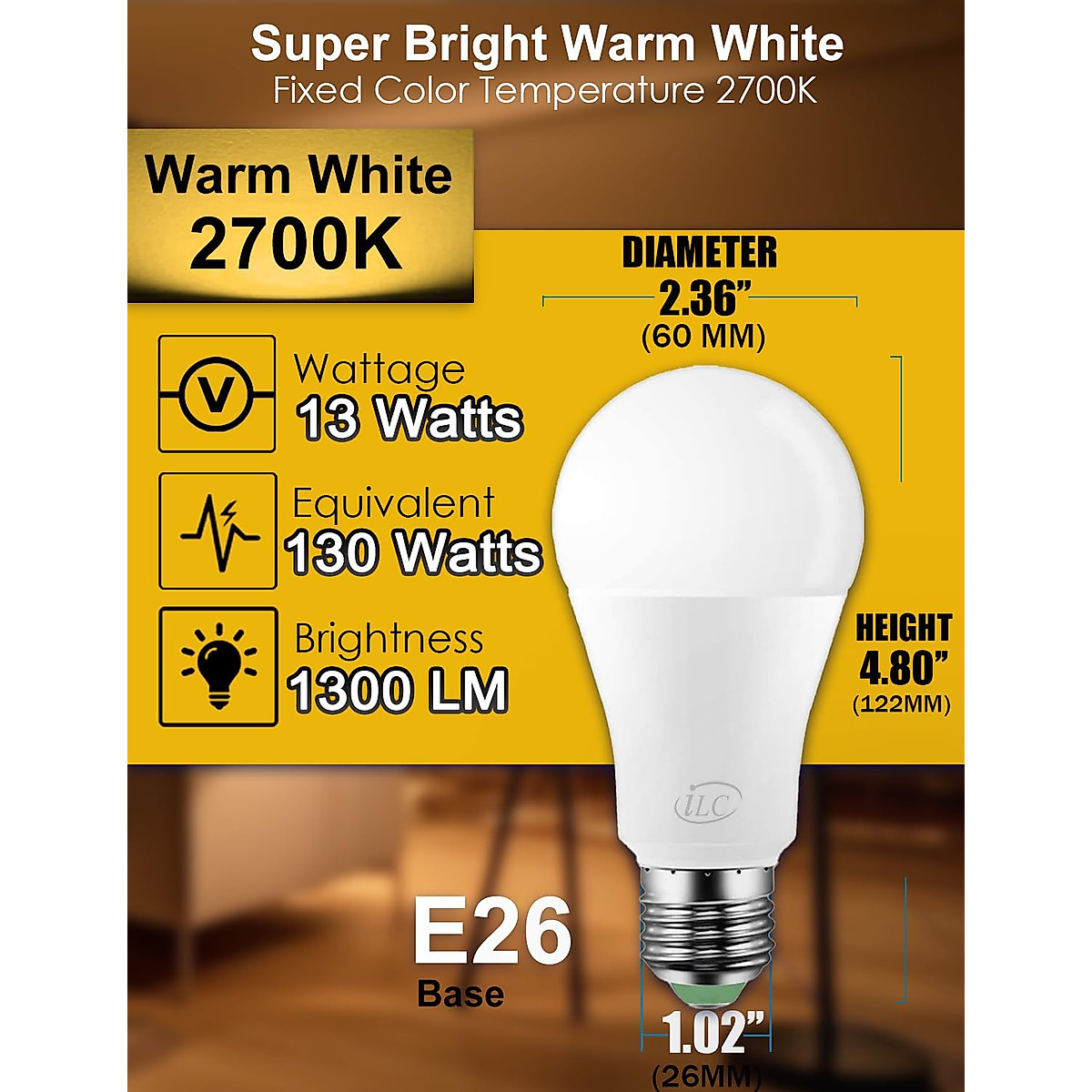 ILC Alexa Light Bulbs (130 Watt Equivalent) Smart Light Bulbs Work with Alexa Required Echo Device, 1300 Lumens, Color Changing Warm White 2700K, 13W Bright LED Bulbs (4 Pack)
