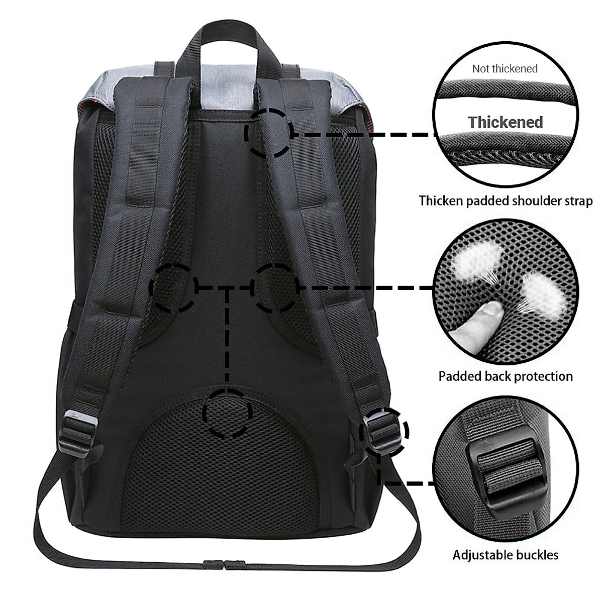 KAUKKO Laptop Outdoor Backpack, Traveling Rucksack Fits 15.6 Inch Laptop(5-7-Black Grey)
