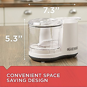 Black+Decker One-Touch HC150W 1.5-Cup Electric Food Chopper, White