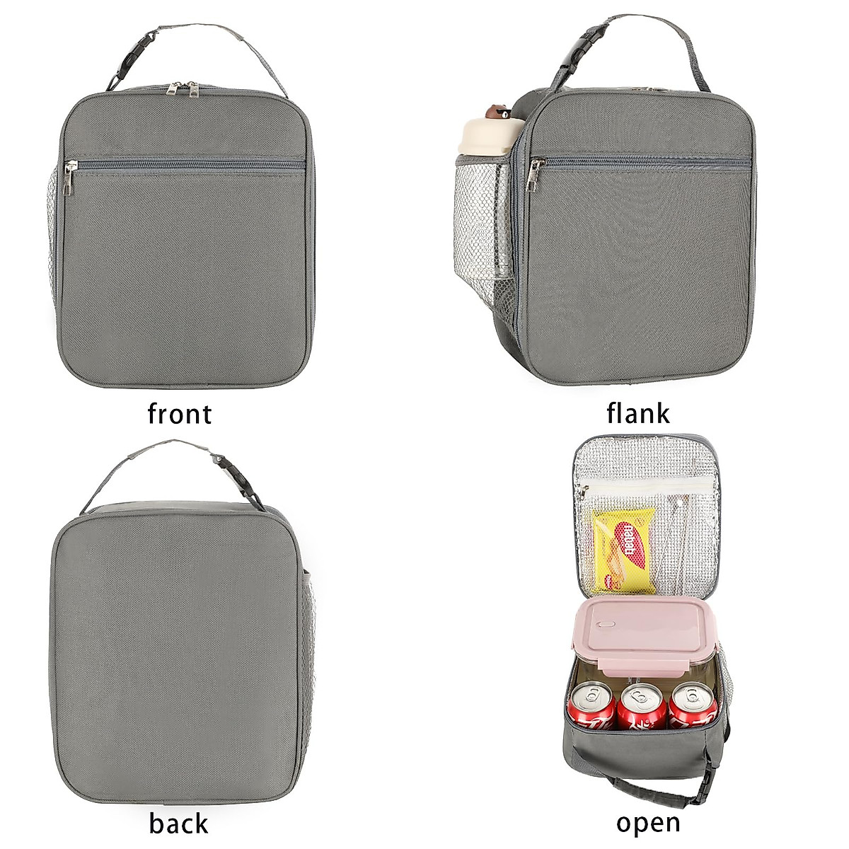 Leizzga Lunchbox Lunch Bags for Women Lunch Box Lunch Bag Insulated Lunch Bag Lunch Box Lunch Boxes (Gray)