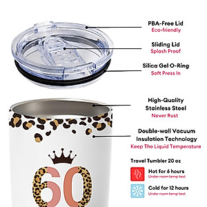 Vivulla68 Happy 60th Birthday Gifts For Women, 60 Birthday Gifts For Women, Birthday Gifts For 60 Year Old Woman, 1964 Birthday Gifts Women, Turning 60 Gifts, 60th Birthday Tumbler With Lid and Straw