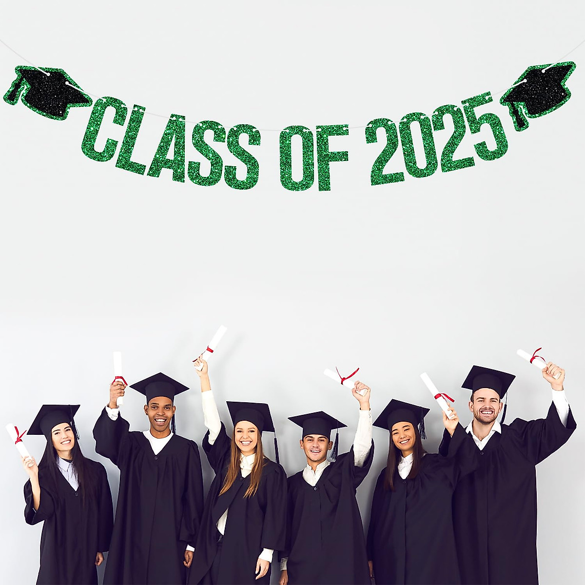 Class of 2023 Banner - 2023 Graduation Decorations, Congrats Grad Decorations, High School College Graduation Party Decoration Supplies Green Glitter