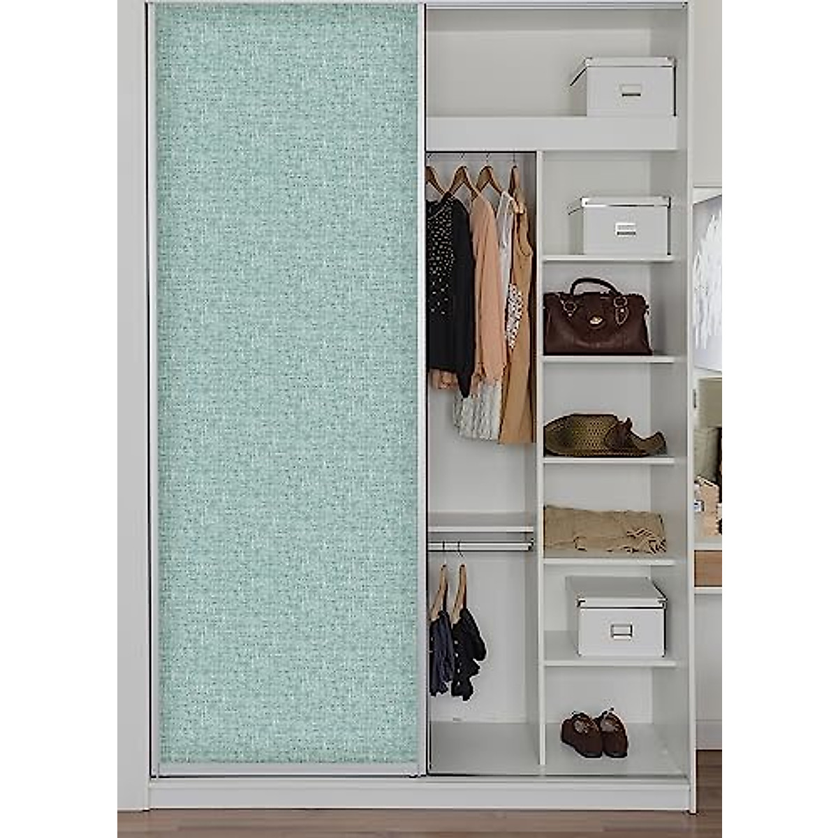 NuWallpaper NU2919 Aqua Poplin Texture Peel & Stick Wallpaper, Blue