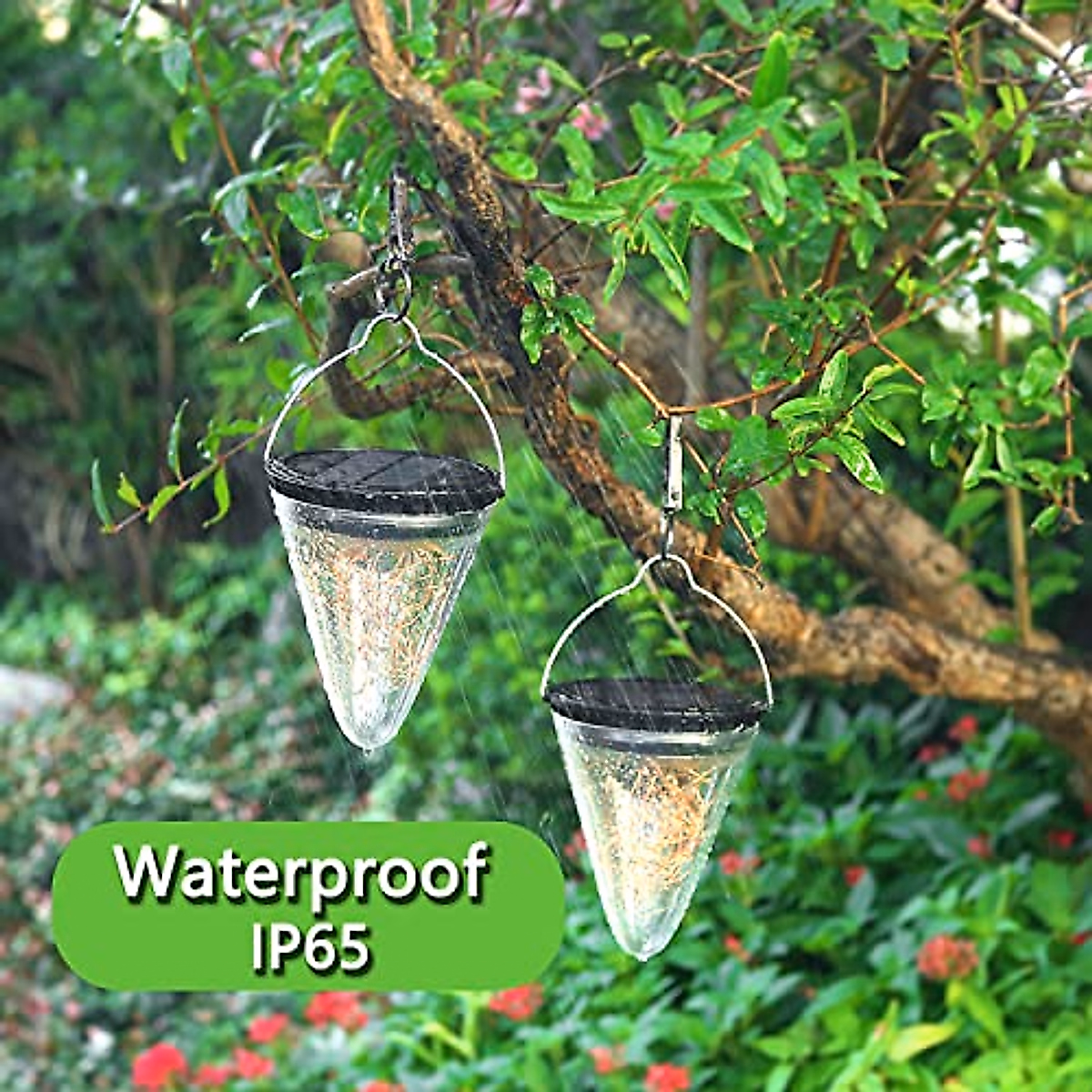 CHISROSLIN Hanging Solar Outdoor Lights Garden Decor Lighting Waterproof, Outside Decorative Solar Powered Light for Fence Patio Yard Lawn Garden Trees