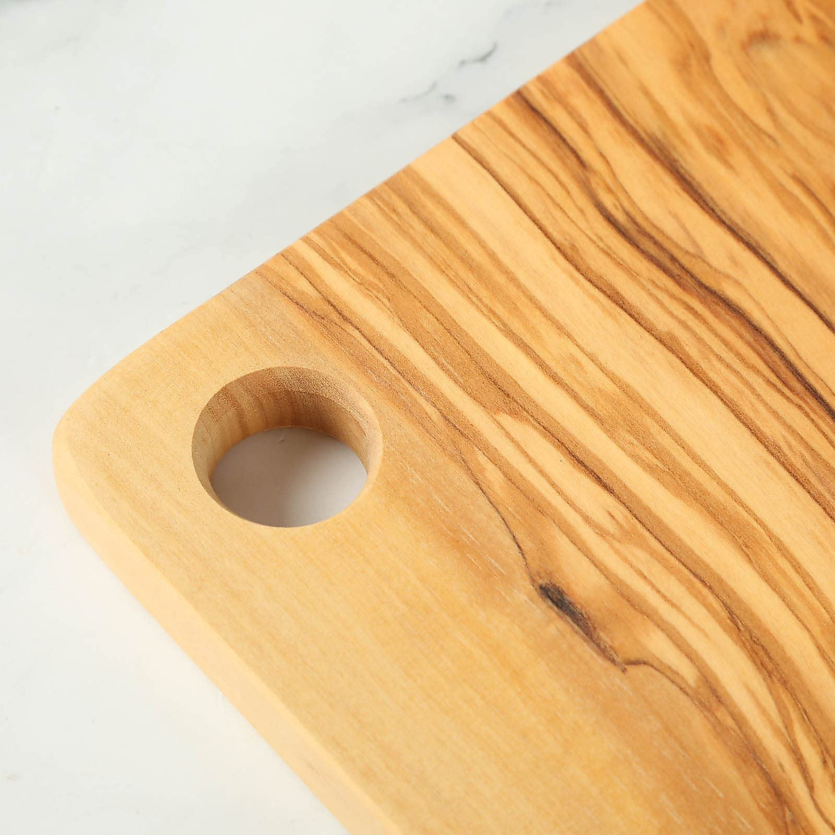 Ideaolives Natural Olive Wood Cutting Board, Rustic Serving Platter for Meat & Snack, Wooden Charcuterie Board Cheese Serving Tray, Handmade Decorative Cutting Board, Housewarming Gift (ZRB-M)