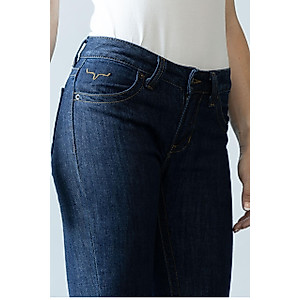 Kimes Ranch Women's Betty Western Style Bootcut Mid-Rise Straight Fit Durable Shape-Saving Dark Blue Riding Jeans, 10-34