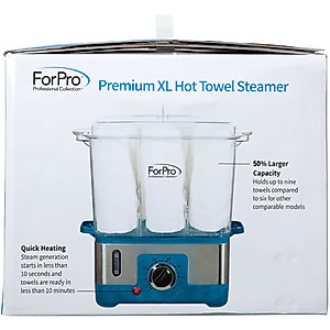 ForPro Professional Collection Premium XL Hot Towel Steamer, 50% Larger Capacity, Holds 9 Facial Towels, Quick Heating Steam Towel Warmer for Salons and Spas