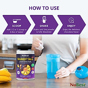 NuBest Tall Protein Powder for Kids & Teens - Whey Protein Powder - Chocolate Protein Powder Shake - Protein Drink with Probiotics, Omega 3-6-9, Vitamin D3 + K2, Calcium, Vitamin - 15 Servings