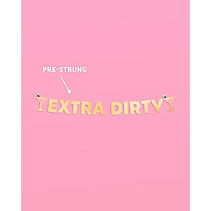 xo, Fetti Extra Dirty Martini Gold Foil Banner - 5 Ft. | Bachelorette Decoration, Birthday Party Sign, Casino Decor, Girl Cocktail Backdrop, Vegas Photo Booth Background