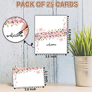 Butterfly Table Place Cards - 25PCS Tent Cards - Blush Pink Floral Butterfly Themed Food Lables - Name Place Cards for Table Setting - Name Cards for Birthday Party Baby Shower - Scored for Easy