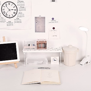 Enforose Desktop Shelf, Dormitory Storage Shelf Strong PP Metal Organization Storage Rack Simple Style Foldable Design Desktop Display Shelf for Office, Dorm, Home (Small)