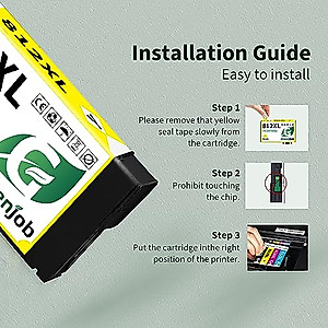 Greenjob 812XL Remanufactured Ink Cartridges Replacement for Epson 812XL Ink Cartridges Combo Pack New 812 XL T812 T812XL for Workforce Pro WF-7840 WF-7820 EC-C7000 Printer (BCMY, 4-Pack)