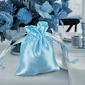SENNAUX Satin Gift Bag 25PCS/50PCS/100PCS Satin Drawstring Bags Jewelry Bags Smooth Soft Silk Bags Satin Pouches for Baby Shower Wedding Party Favors Festival Christmas Valentine's Day (7x9 Inch (Pack of 25), Blue)