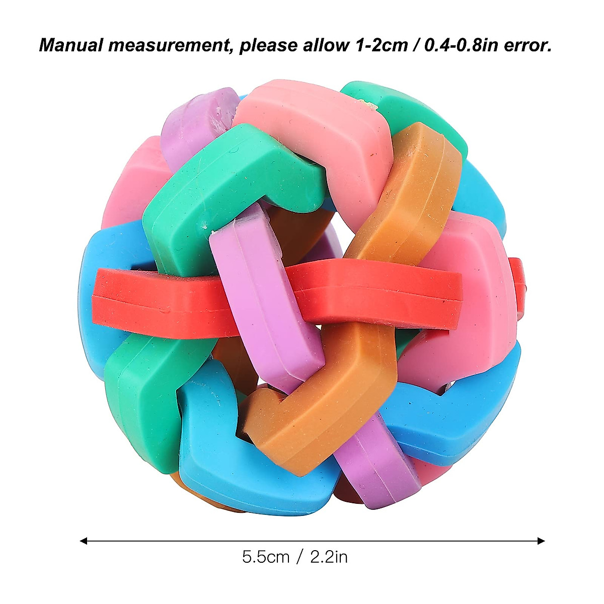 GLOGLOW Rubber Ball Toys, Colorful Soft TPR Ball Chewing Interactive Toy with Inside Bell for Dogs Mini Pigs(S)