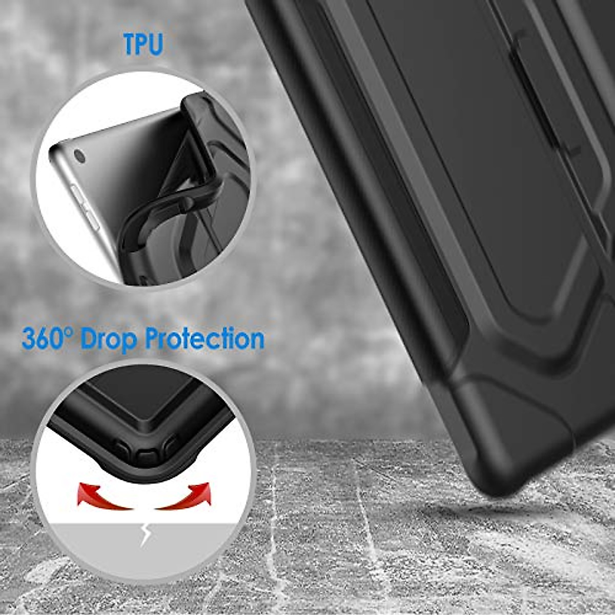 JETech Case for iPad 9.7-inch (2018/2017 Model, 6th/5th Generation), Double-fold Stand with Shockproof TPU Back Cover, Auto Wake/Sleep (Black)