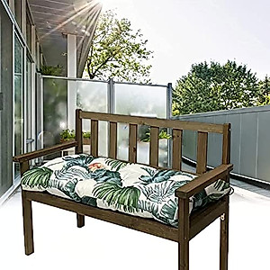 Srutirbo Outdoor Bench Cushion 51”x 19” Waterproof Floral Printed Garden Patio Bench Seat Cushion Swing Cushion for Wicker Loveseat Settee, Patio Furniture (Hawaiian)